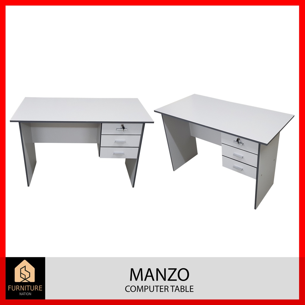 Computer Office Table MANZO | Home office Desk With 3 Drawers and Lock ...