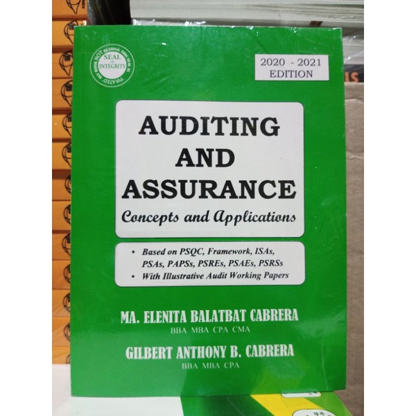AUDITING AND ASSURANCE Concepts and Applications by Cabrera | Shopee ... AUDITING AND ASSURANCE Concepts and Applications by Cabrera | Shopee ...