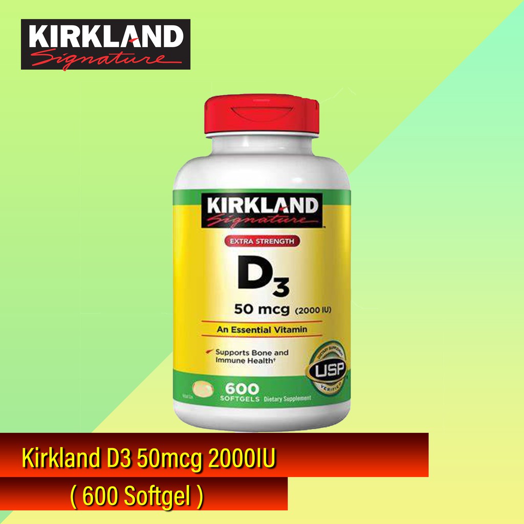 Kirkland Vitamin D3 50 mcg 2000 I.U. (600 Softgels) | Shopee Philippines