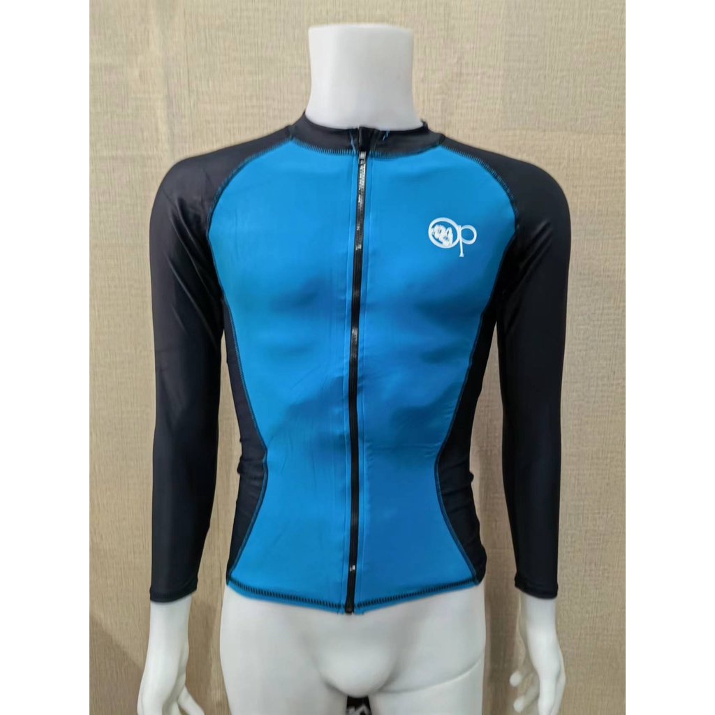 COD [#117] OP Ocean power rash guard long sleeve top upper with zipper ...