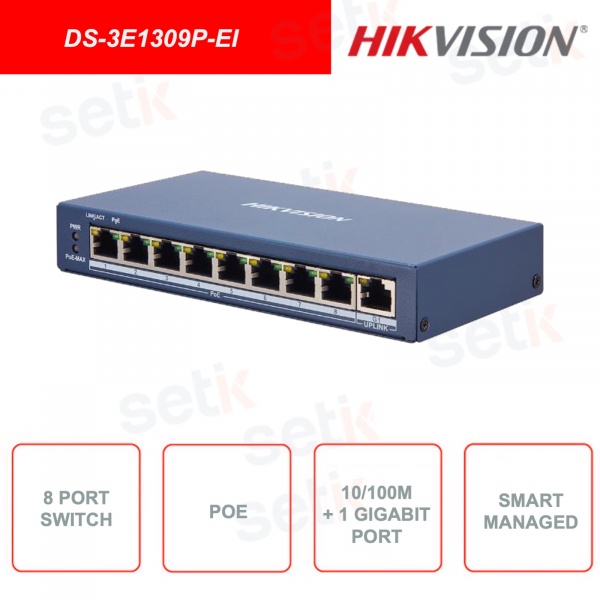Hikvision DS-3E1309P-EI | 8 Port Fast Ethernet Smart POE Switch | Shopee Philippines