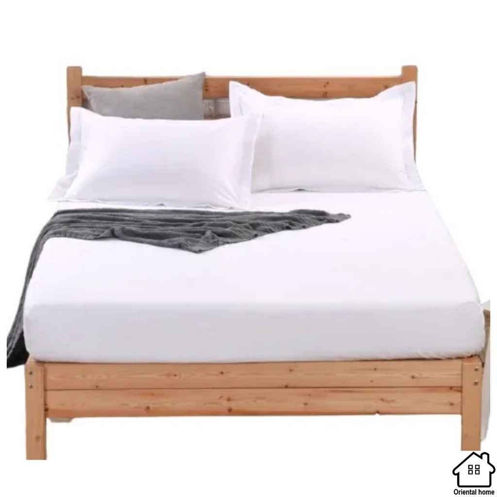 Plain White Cotton Bedsheets Garterized Edge Bedsheet For Bedroom Home ...