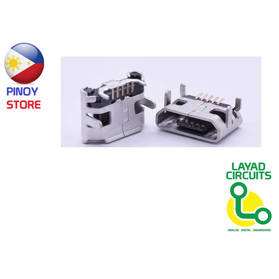 microUSB female port connector uUSB micro USB female PCB mount long pin ...