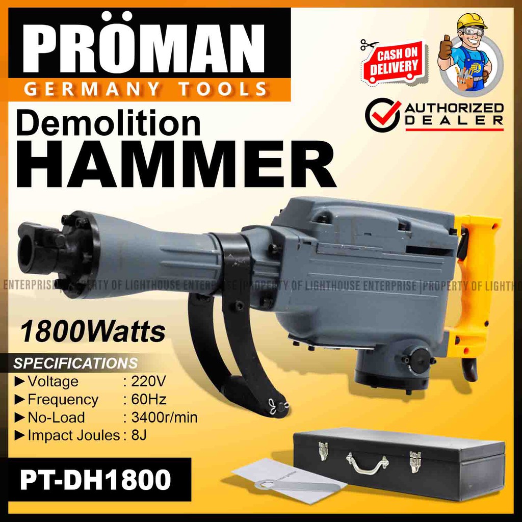 PROMAN Germany Tools 1800W 8J Percussion/Demolition/Jack Hammer (PT ...