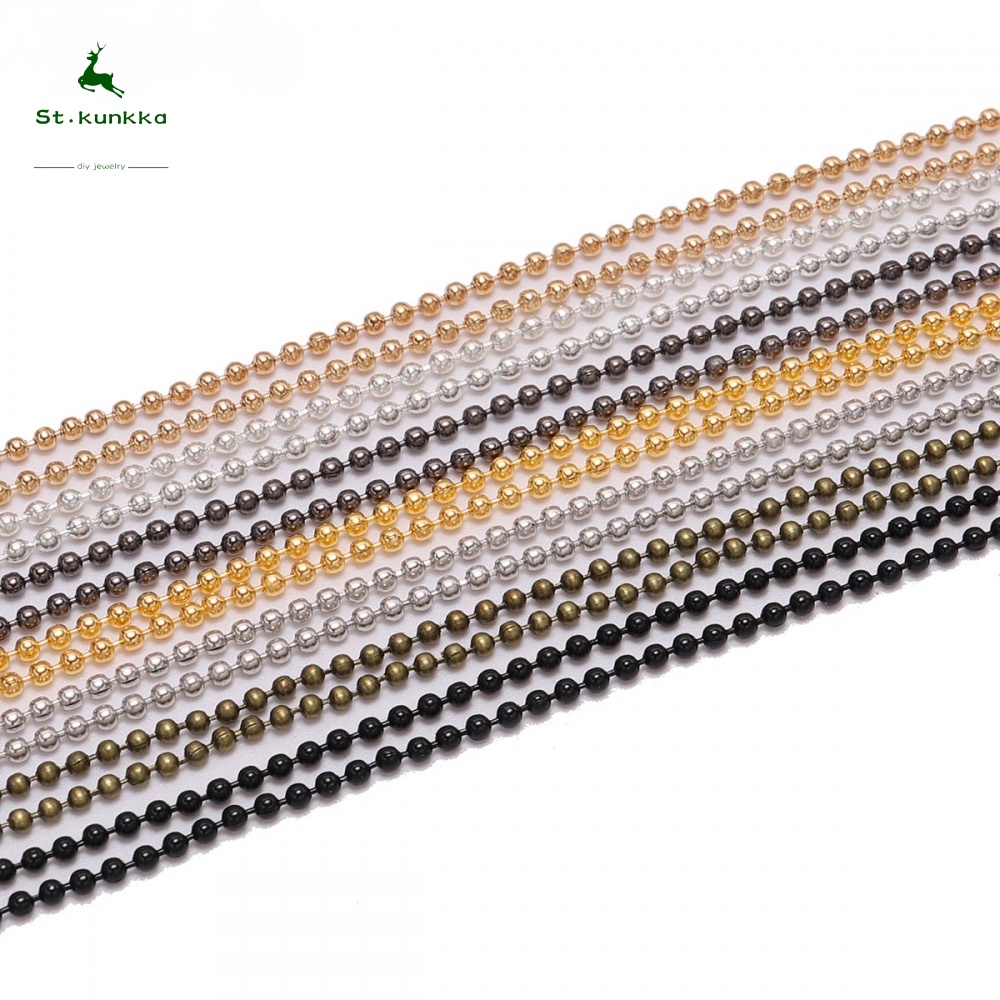 St.Kunkka Mixed Colors Iron Round Ball Bead Chains 1.2 1.5 2.0 2.4mm ...