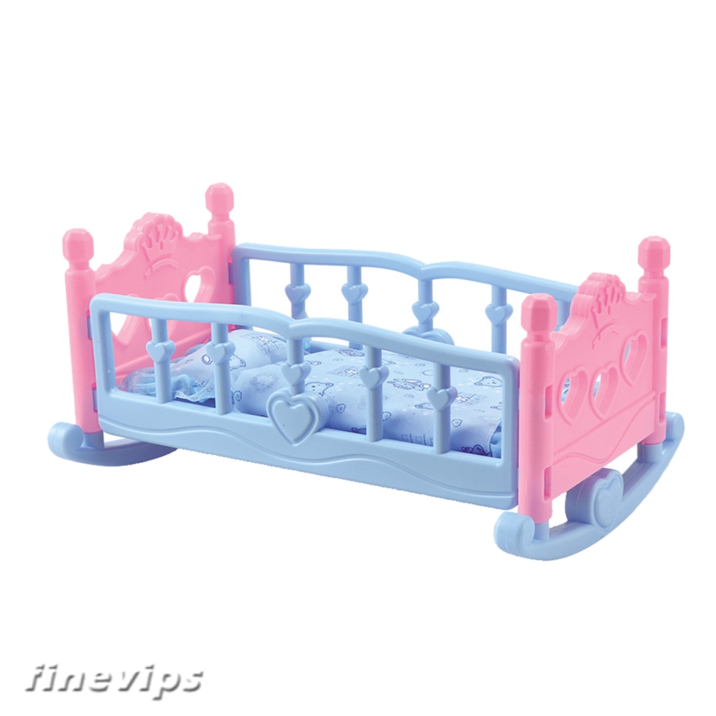 [FINEVIPS] Rocking Crib Baby Bed Cradle Model with Bedding Set For 20cm ...