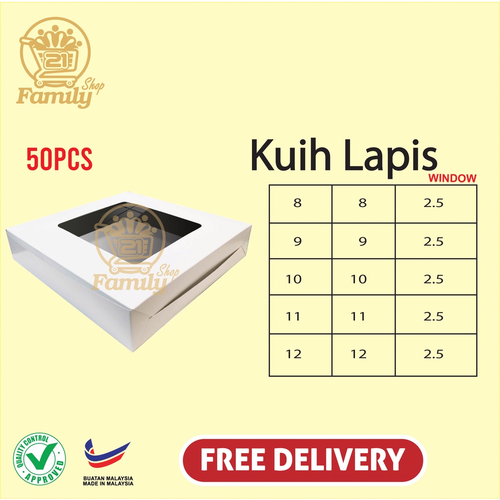(50pcs) White Window KUIH LAPIS box, Tray box/Layer KUIH box | Shopee ...