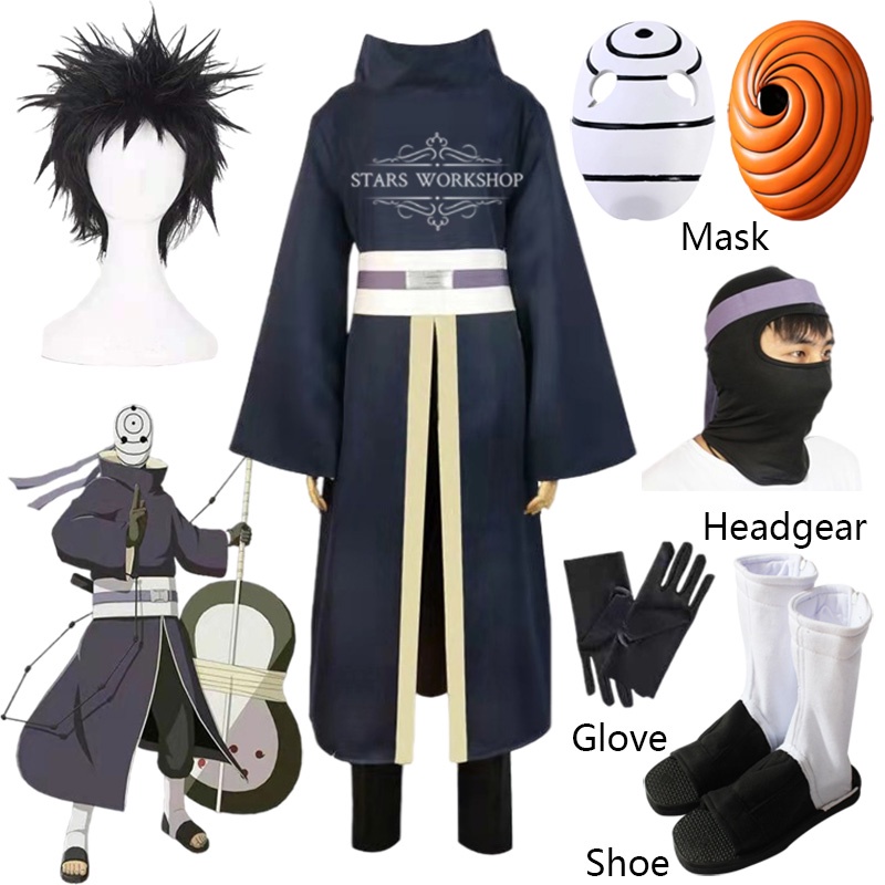 Akatsuki Tobi Uchiha Obito Cosplay Costumes Kimono Uniform Mask Shoes ...