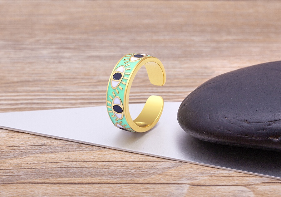 9 Colors Evil Eye Rainbow Ring Adjustable Trendy Handmade Enamel Multi ...