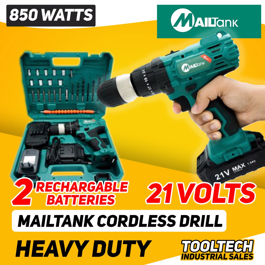 Mailtank Cordless Impact Drill 21V - 2 Li-ion Battery | Shopee Philippines