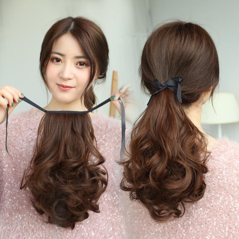 30cm Wig Ponytail Female Curly Hair Big Wave Laced-Up Style Pear Flower ...