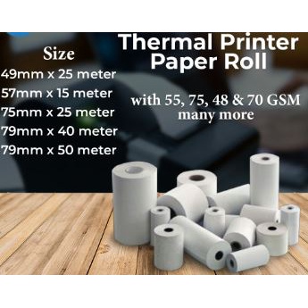 Roll CRM (76x70 100s (forms), 76x70 Carbonless 2 ply & 57mm) per roll ...
