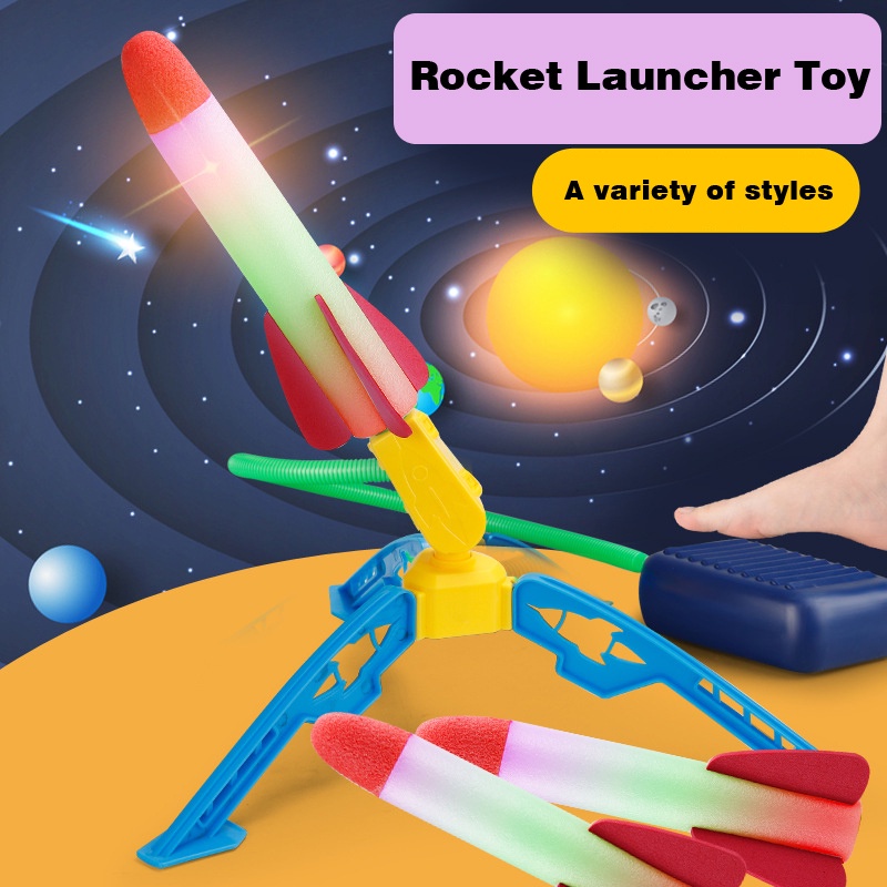 Nighttime Rocket Toy Set - LED Glow Flyer & Sturdy Launch Base for ...