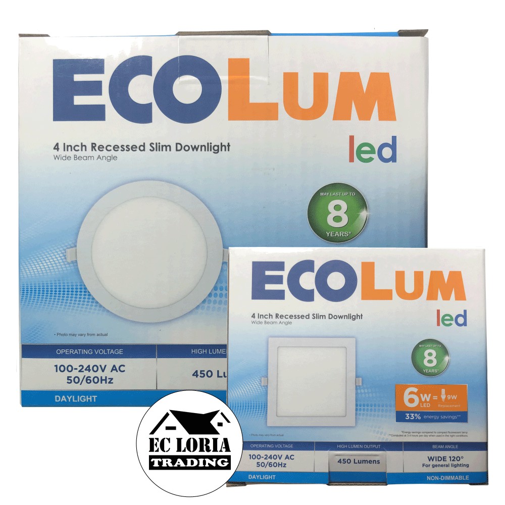 Ecolum Recessed Slim LED Downlight 6W | Shopee Philippines