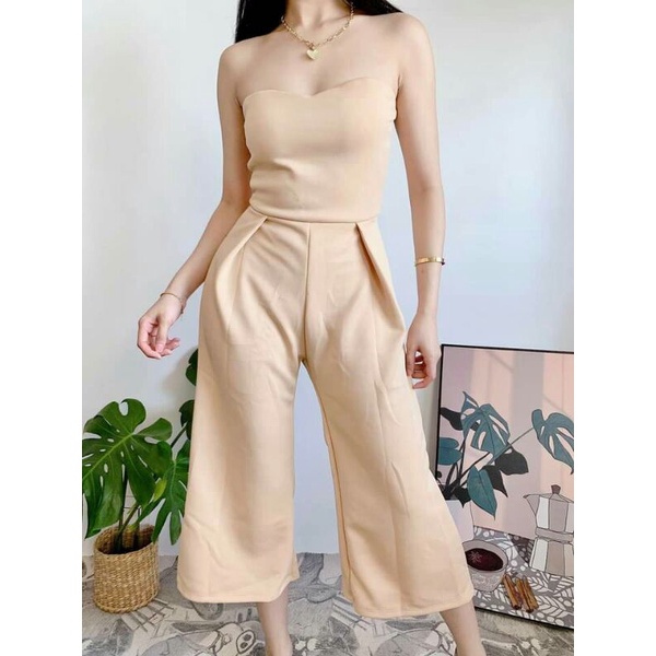 Jer-Jen Bella Tube Padded Casual Jumpsuit/Office Wear/Sexy Wide Leg ...