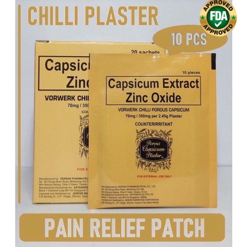 CHILLI PLASTER POROUS PAIN RELIEF PATCH 10 PCS PER PACK | Shopee ...