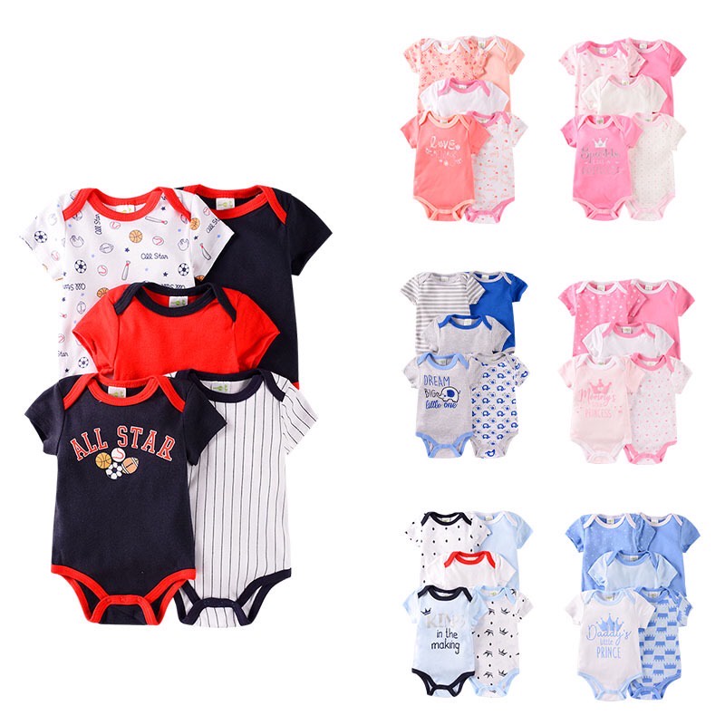 CICI Baby 5pcs Set Cotton Romper Short Sleeve Bodysuits Onesie Boy Girl ...