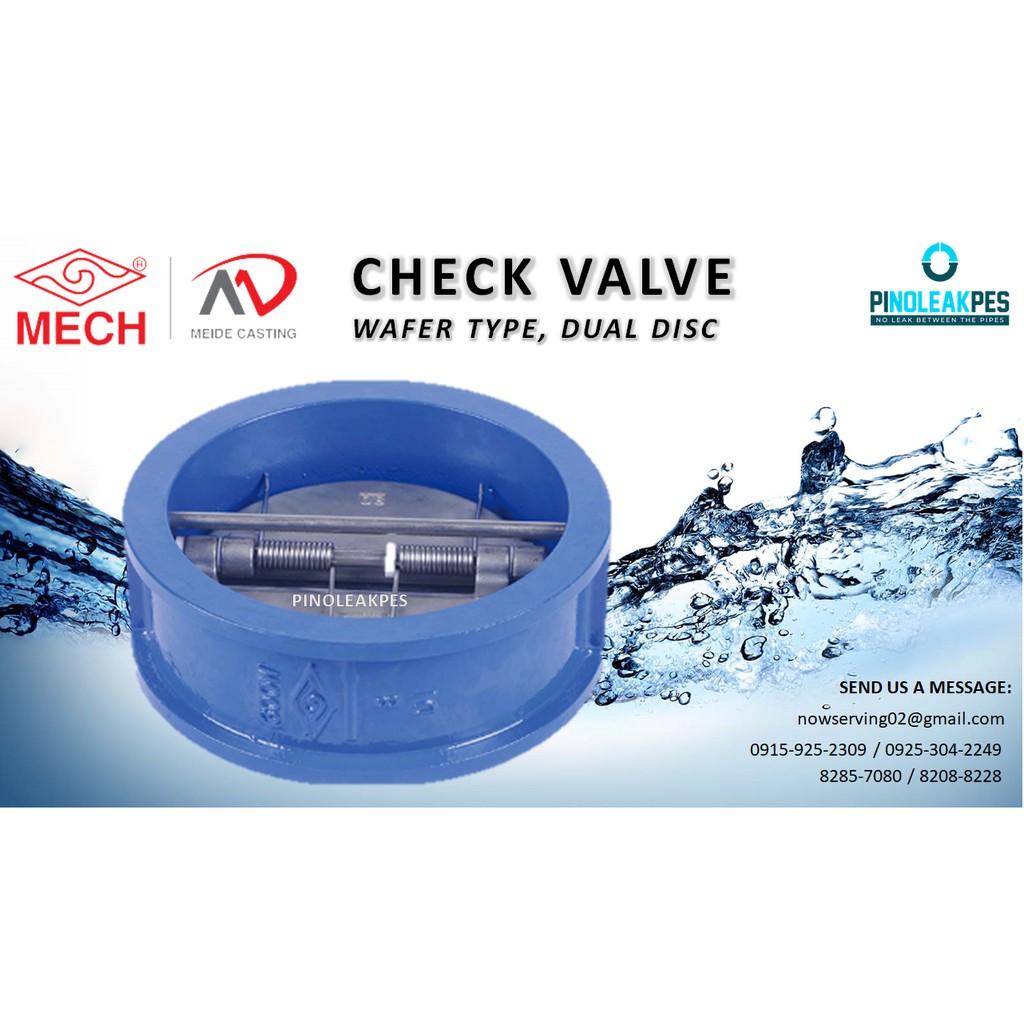 PINOX / MECH Wafer Check Valve FLANGED RESILIENT BUTTERFLY CHECK VALVE ...