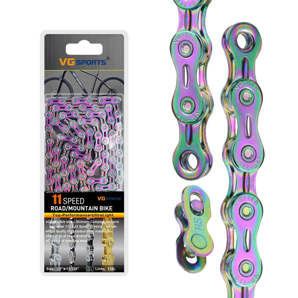 VG Sports Bicycle Chain 6 7 8 9 10 11 Speed Silver Gold Rainbow Color ...