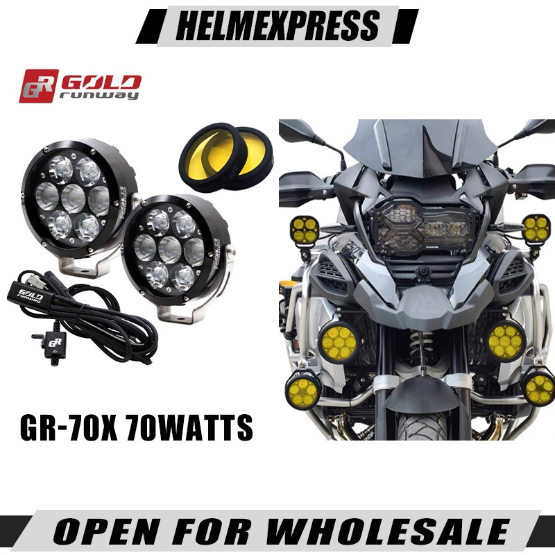 GOLD RUNWAY GR-70X 70W LED Auxiliary Motorcycle Fog Lights Trail Riding ...