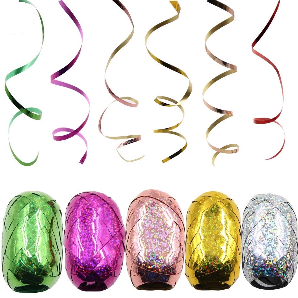 10m Balloon Ribbons Rope Foil Balloon Laser Multicolor Ribbon Roll ...