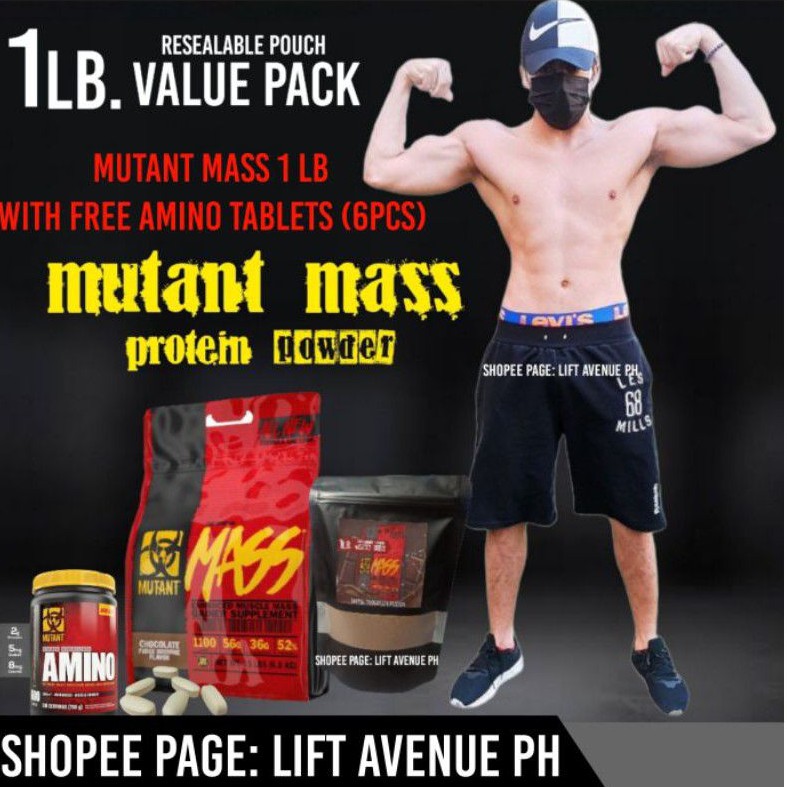 MUTANT MASS PROTEIN POWDER (1LB) with FREE AMINO TABS (6PCS) | Shopee ...