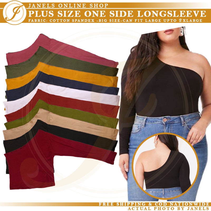 Plus Size Gemma One Shoulder Longsleeve Top / One side | Shopee Philippines