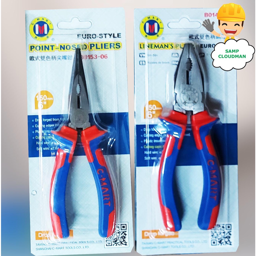 C-Mart Drop Forged Pliers Euro-Type Lineman or Pointed Plier Heavy Duty ...