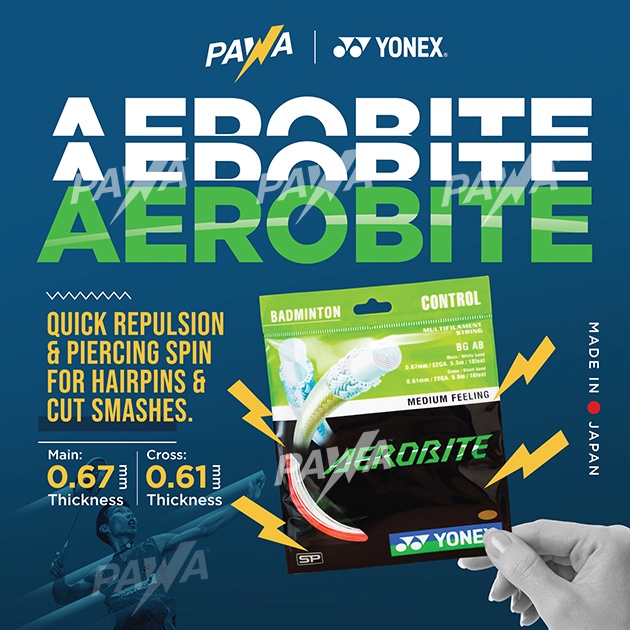 Yonex Aerobite Badminton String 0.67mm + 0.61MM Hybrid Sting | Shopee ...