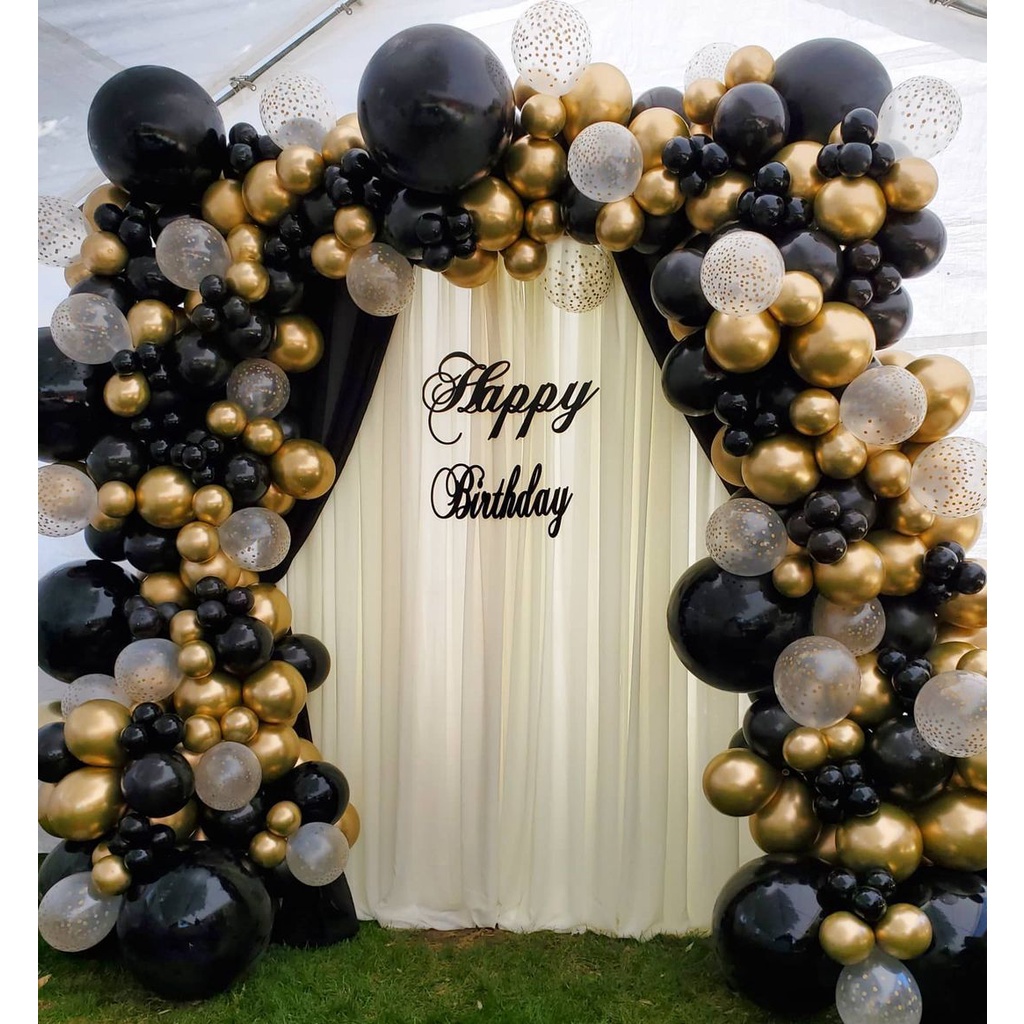 149 pcs/set black gold balloon garland arch kit gold chrome clear dot ...