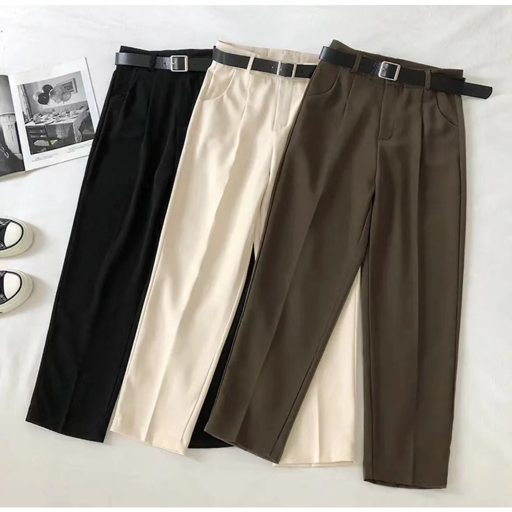 kinwoo 25-32waist women pants trouser free belt 225# | Shopee Philippines