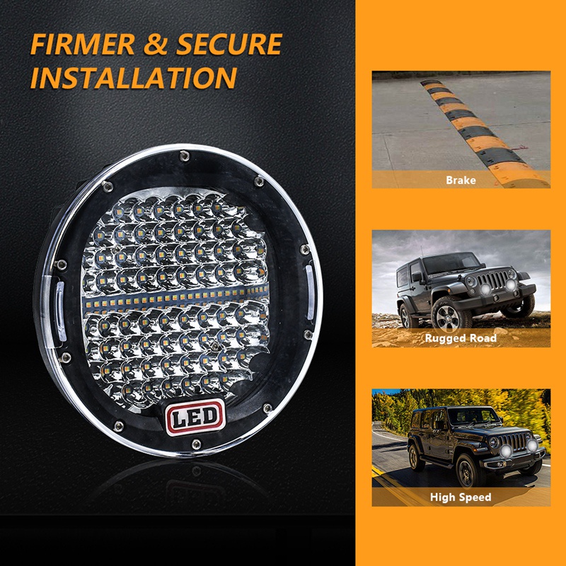 7 Inch 300W Offroad LED Work Light Bar White+Amber, Round Spotlight Car ...