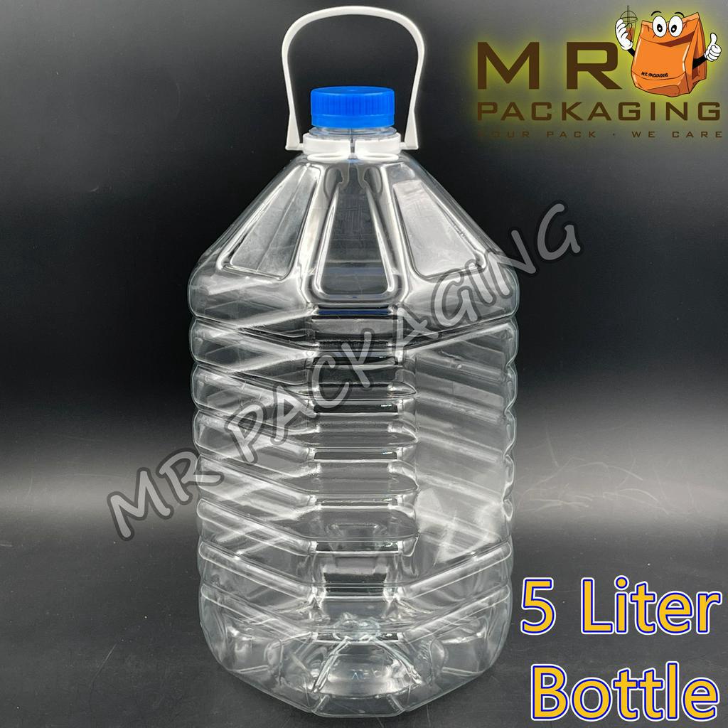 5 Liter Bottle Plastic with Cover & Handle [ 1set ] - Botol Plastik ...
