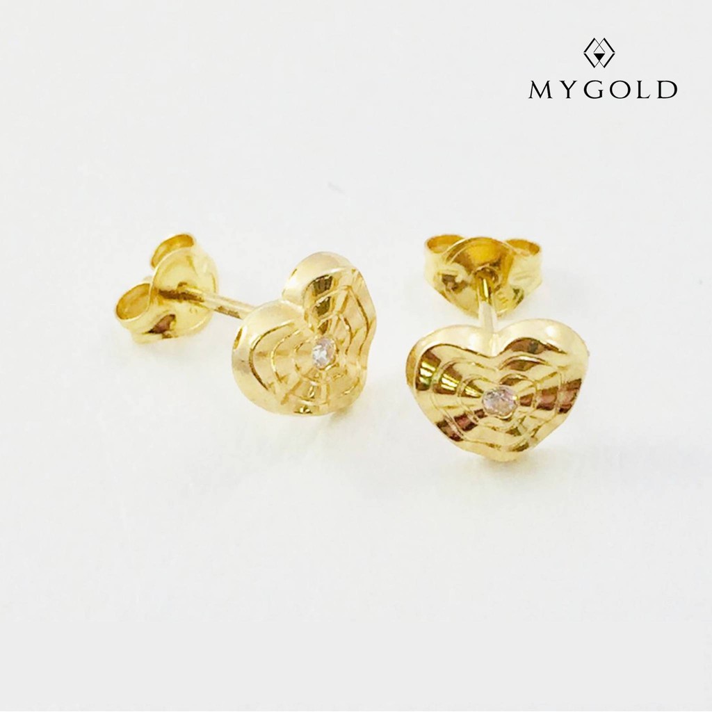 MyGold Pawnable & Authentic 14K Italian Gold Wavy Heart with Cubic ...