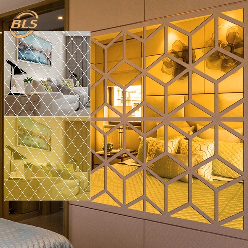 Modern Minimalist Rhombus Geometry Combination Acrylic Mirror Wall ...