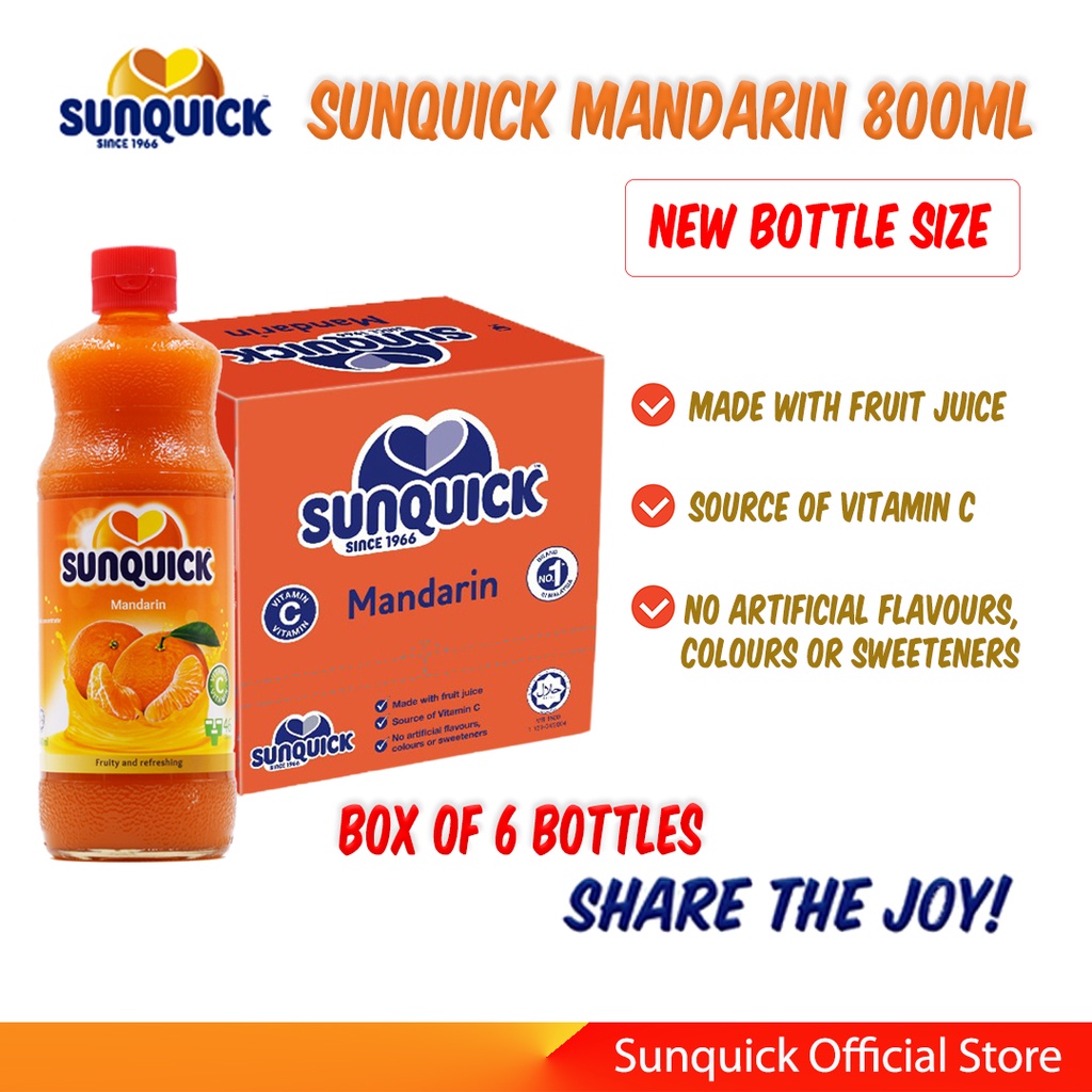 Sunquick Mandarin Juice Concentrate 800ml (Box of 6 bottles) | Shopee ...
