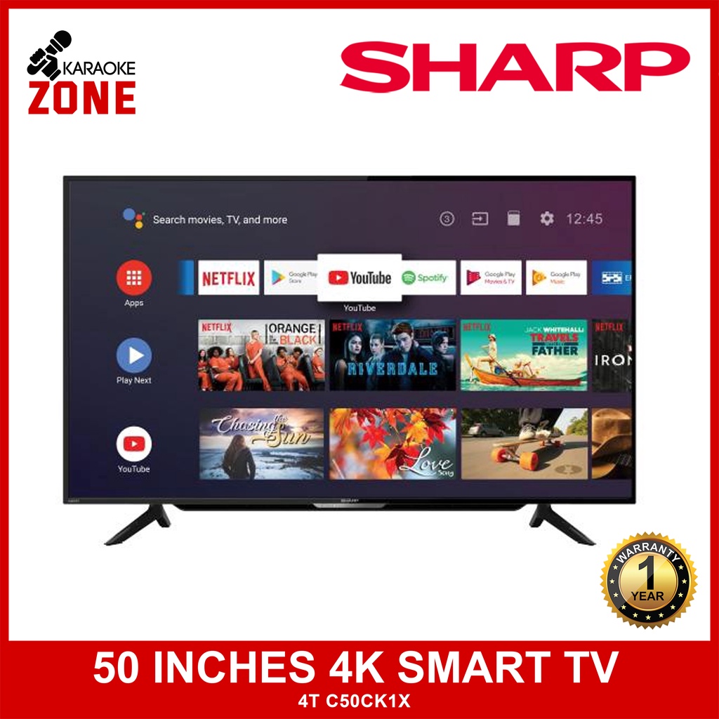 Sharp 4T-C50CK1X 50" 4K ANDROID TV (2 Years Warranty) / 50 inch 4K Android TV / Sharp Smart tv ...