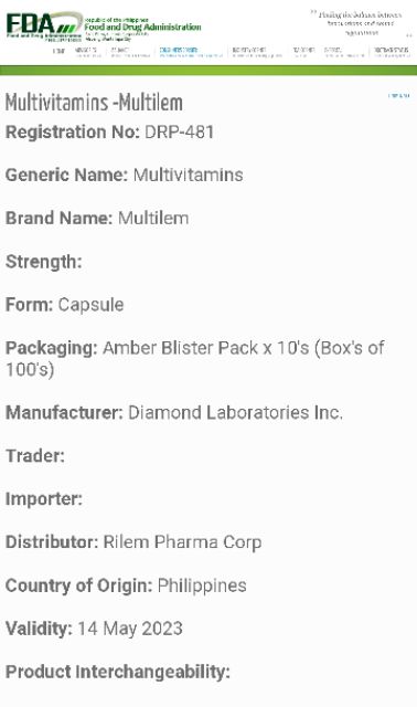 Multilem Multivitamins 100 Capsules | Shopee Philippines