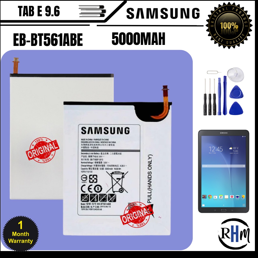 Samsung Galaxy Tab E 9.6, T560,T561 Battery, Model: EB-BT561ABE(5000mAh),Original Quality Li-ion ...