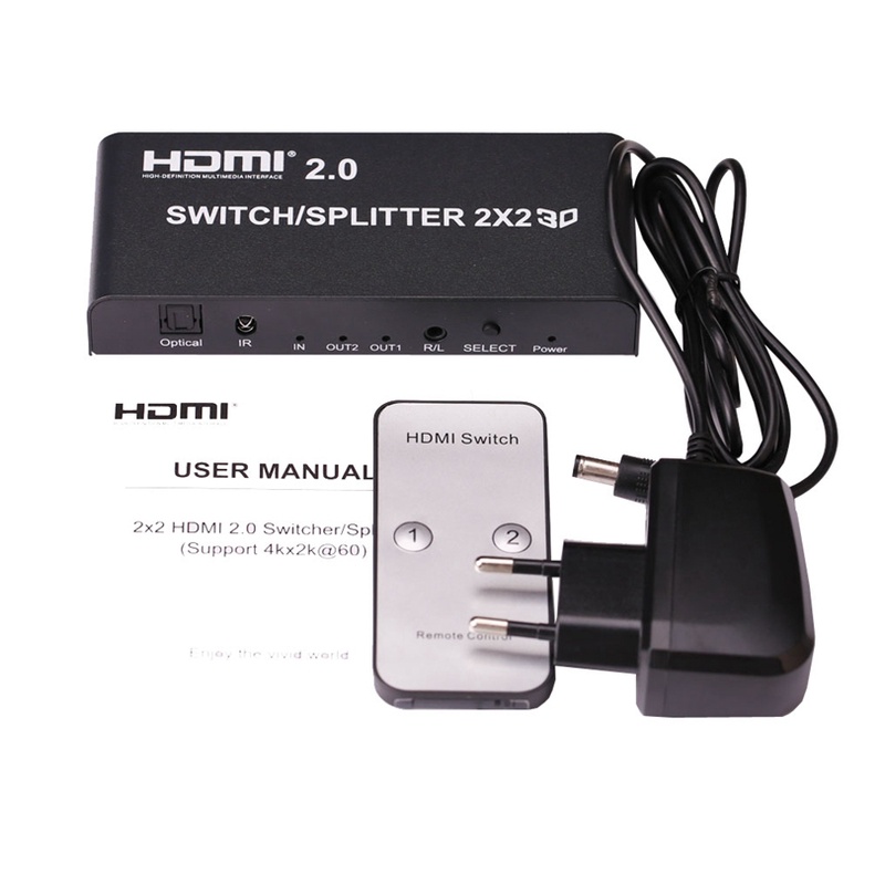 4k HDMI Switch Splitter 2x2 3D 4K 60Hz Video Distributor 2 Channel ...
