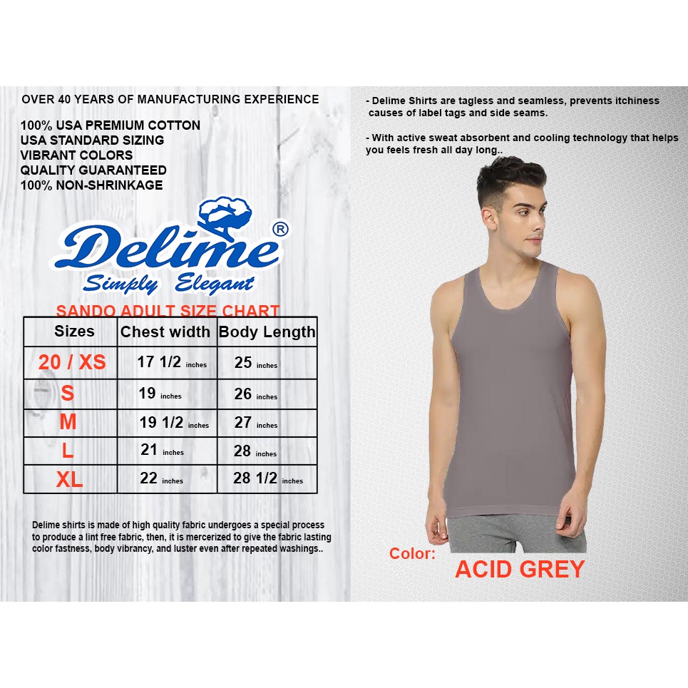 Delime Adult Sando Plain (Acid Gray) | Shopee Philippines