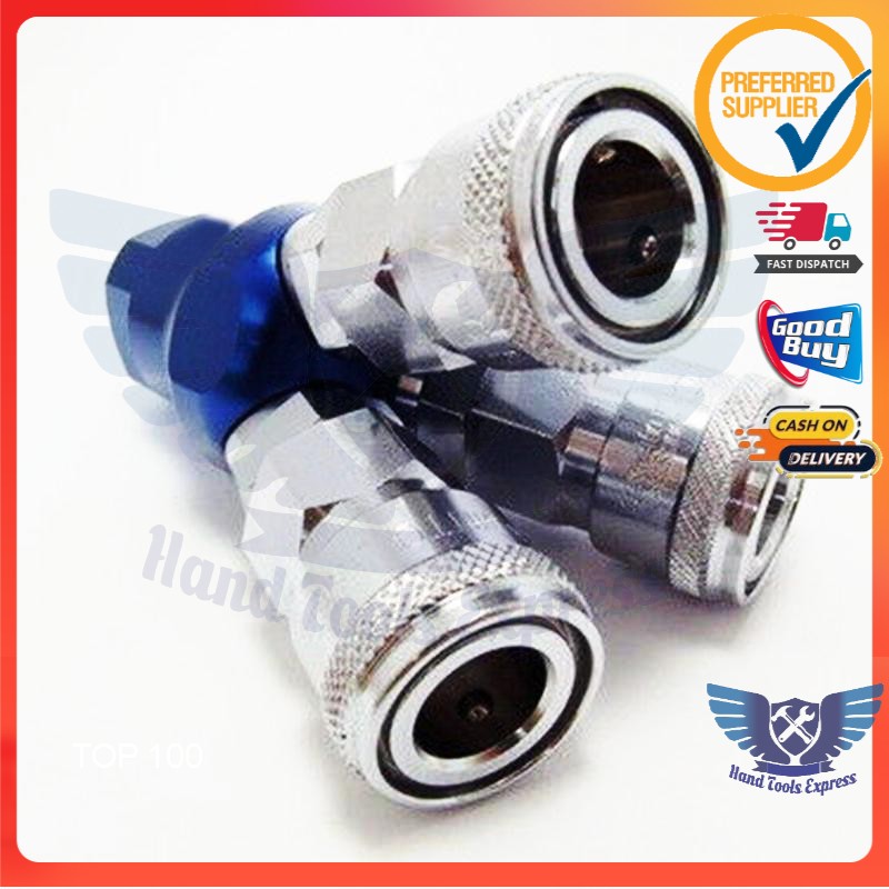 HANDTOOLS Pneumatic 3 / 2 Way Compressor Air Hose Line Coupler ...