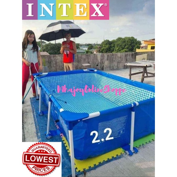 INTEX 28270 Heavy Duty Rectangular Frame Swimming Pool Portable (2.20m ...