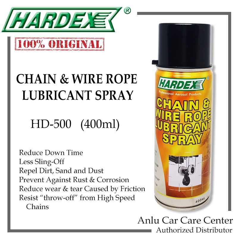 HARDEX Chain & Wire Rope Lubricant Spray 400ML (HD 500) | Shopee ...