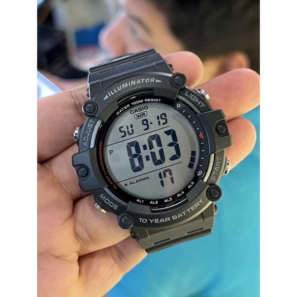 ORIGINAL CASIO Illuminator Digital Black Resin Band Men's Watch AE-1500WH-1AV / CASIO AE-1500WH ...