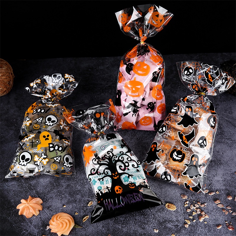 50pcs Halloween candy packaging bag small gift transparent self sealing ...