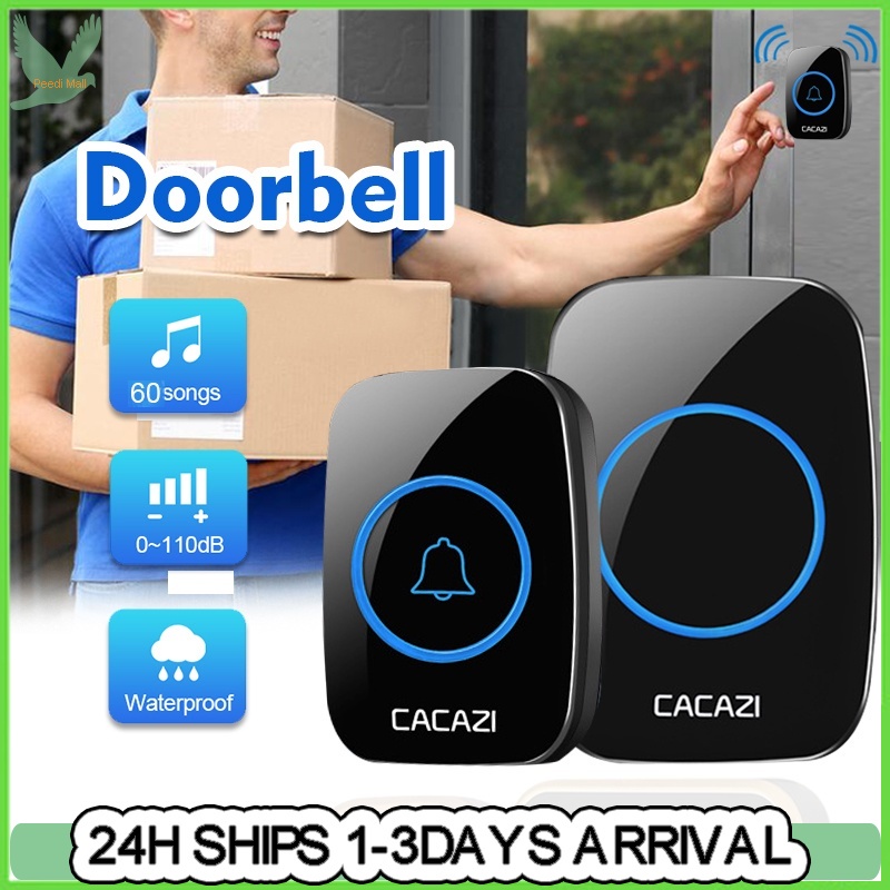 CACAZI LED Wireless doorbell IP44 waterproof 300M range door bells 38 ...
