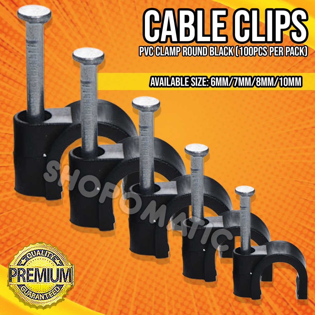 🟧 Cable Clips PVC Clamp ROUND BLACK 🟧 | Shopee Philippines