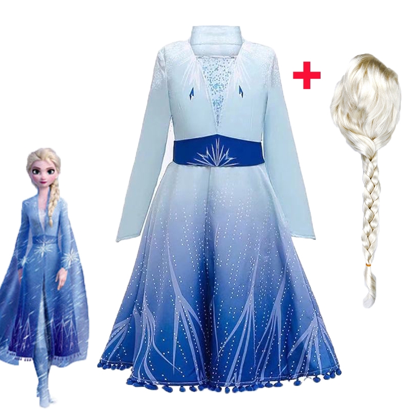 Girl Frozen 2 Anna Elsa 2 Cosplay Dress Christmas Party Dress Kid Fancy ...