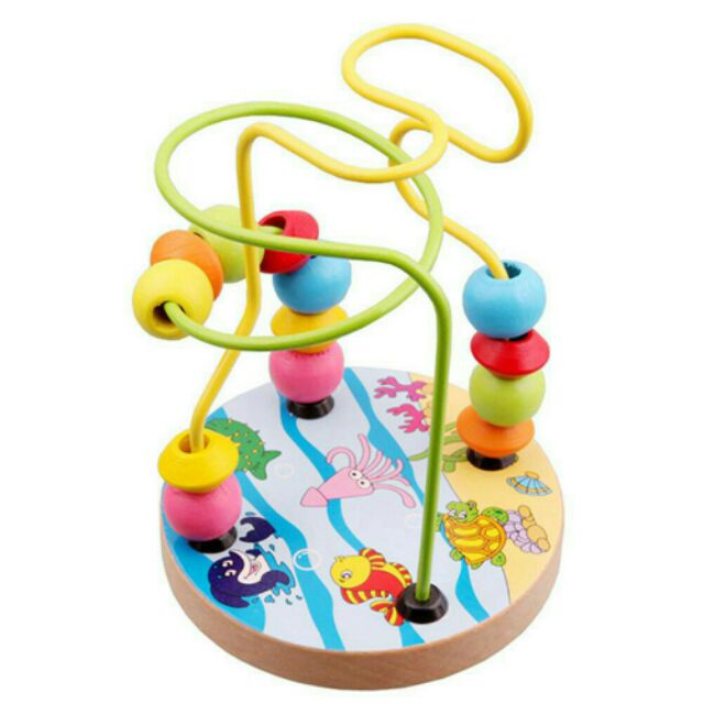 Mini Around Beads Wire Maze Educational Beech Wooden Toys Wooden beaded ...